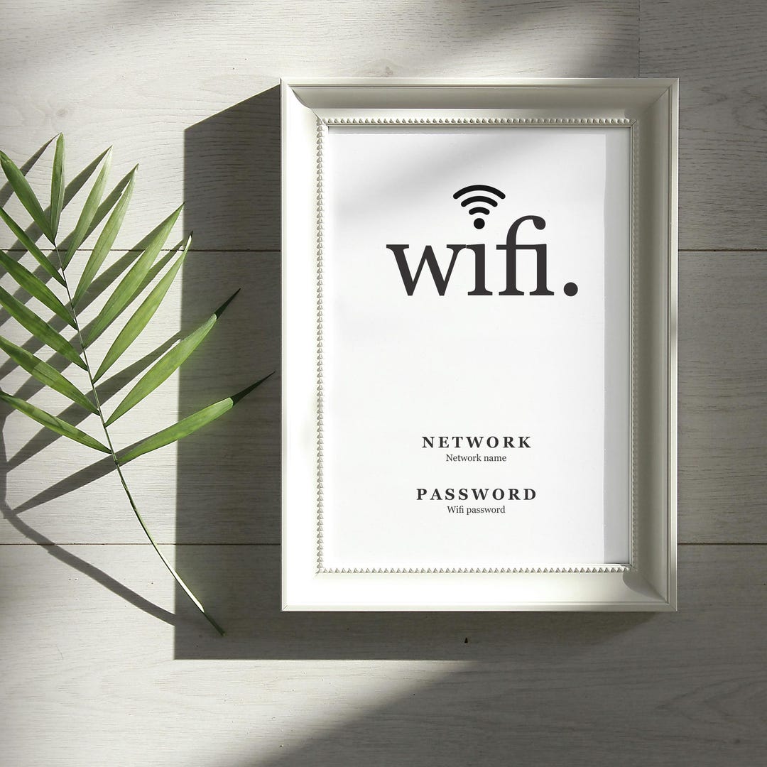 Wifi Password Sign Printable Template Modern Chic Boho Rental Holiday ...