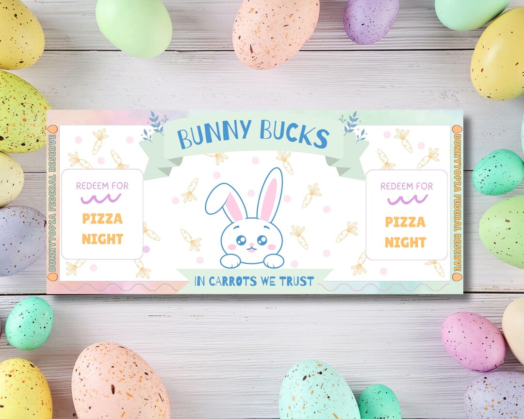 Editable Easter Bunny Bucks, Non Candy Easter Egg Stuffer, Bunny Money ...