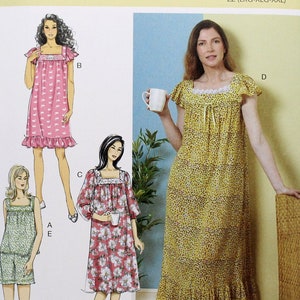 Butterick Sewing Pattern 6883, Misses' Sleep Top, Shorts and Nightgown ...