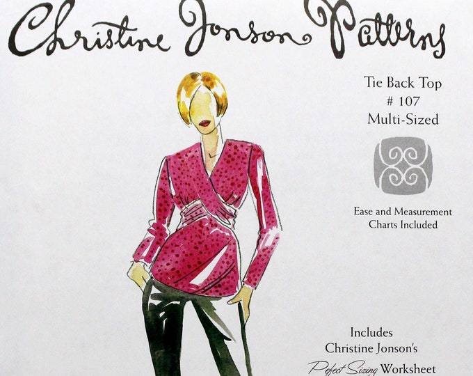 Christine Jonson Sewing Pattern 107, Misses' Stretch Knit Tie Back Top ...