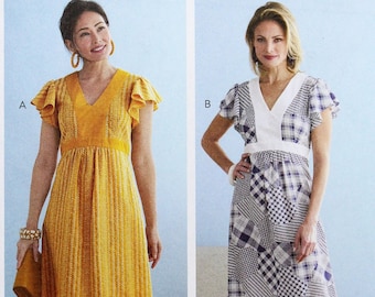 Butterick Sewing Pattern 6727, Misses' Mock Button Front Dress, Uncut ...