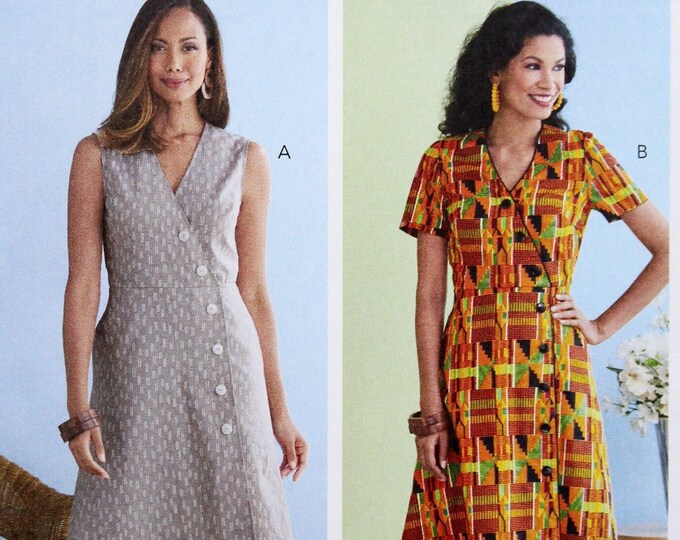 Butterick Sewing Pattern 6727, Misses' Mock Button Front Dress, Uncut ...