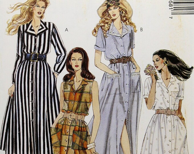 Mccall's Sewing Pattern 6958, Misses' Front Buttoned Dresses, Uncut/ff ...