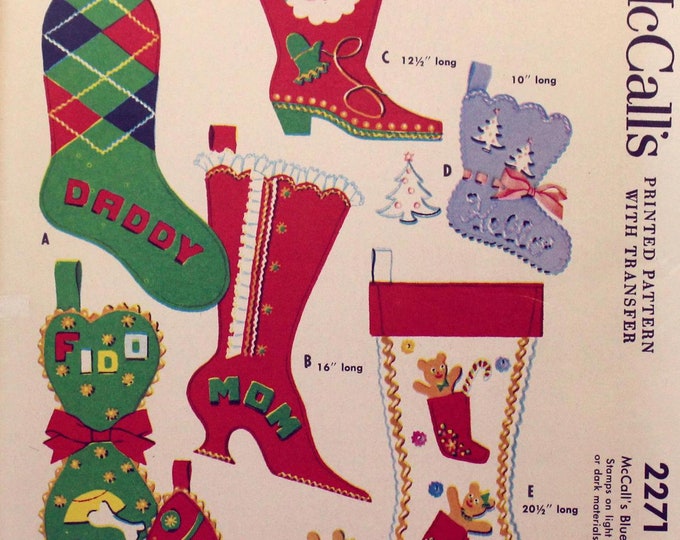 Mccall's Sewing Pattern 2271, Seven Felt Christmas Stockings and ...