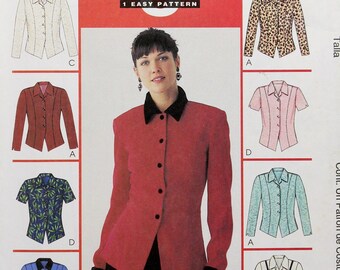 New Look Sewing Pattern 6212, Misses' Front Button Top With Neckline ...