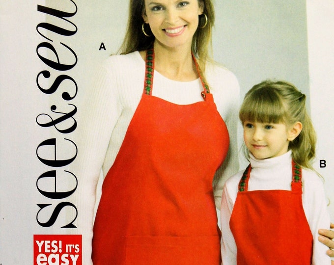 See & Sew Sewing Pattern 4585, Adults' and Children's Bib Apron Sewing ...