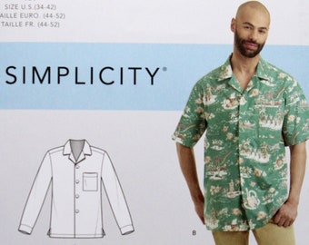 Simplicity Sewing Pattern 9157, Men's Casual Front Button Shirts, Men's ...