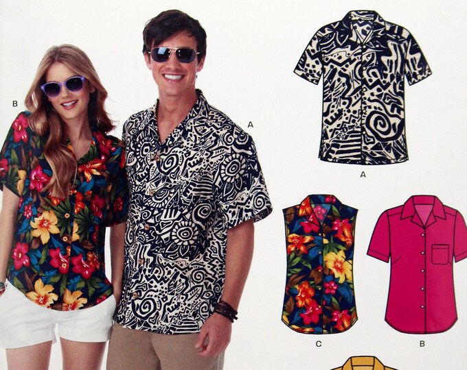 New Look Sewing Pattern 6197, Misses' and Men's Shirts, Uncut/ff ...