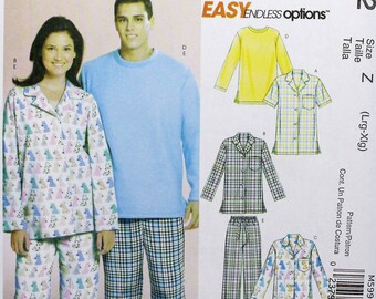 Uncut Mccalls Sewing Pattern 5992, Men's Pjs, Misses Pjs,size XS-S-M L ...