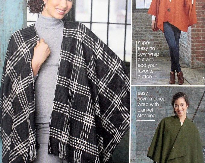 Simplicity Sewing Pattern 8173, Misses' Fleece Poncho Wraps, One Size ...