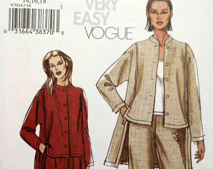 Vogue Sewing Pattern 7914, Misses' Easy Unlined Jacket, Elastic Waist ...