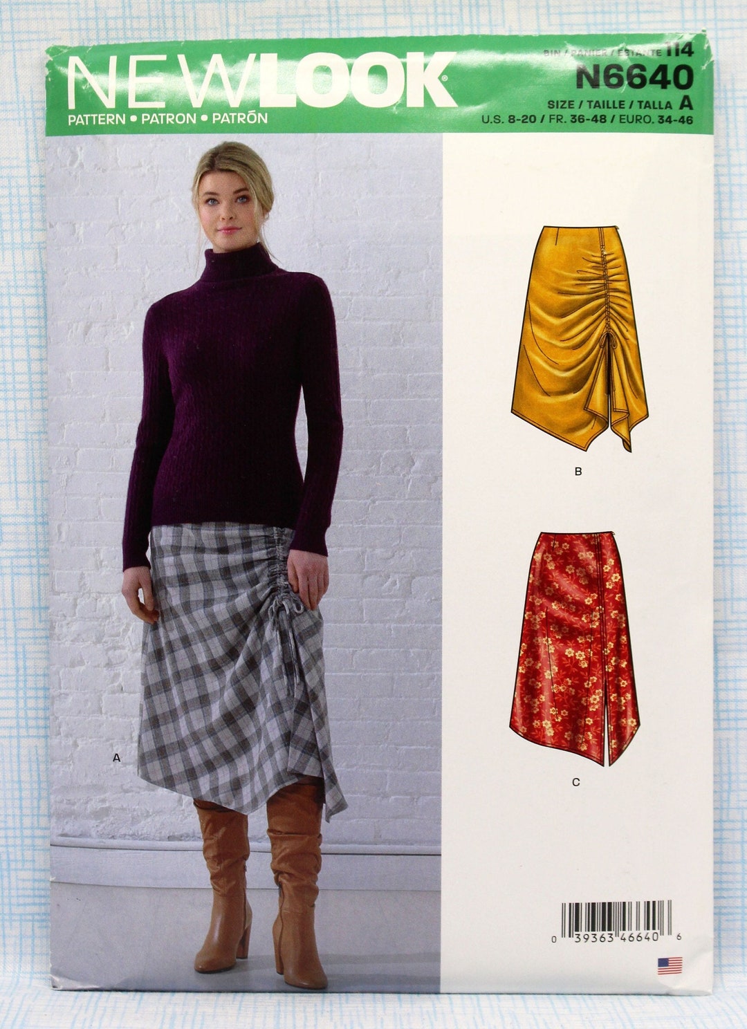 New Look Sewing Pattern 6640, Misses' Skirt With Asymmetrical Hemline ...