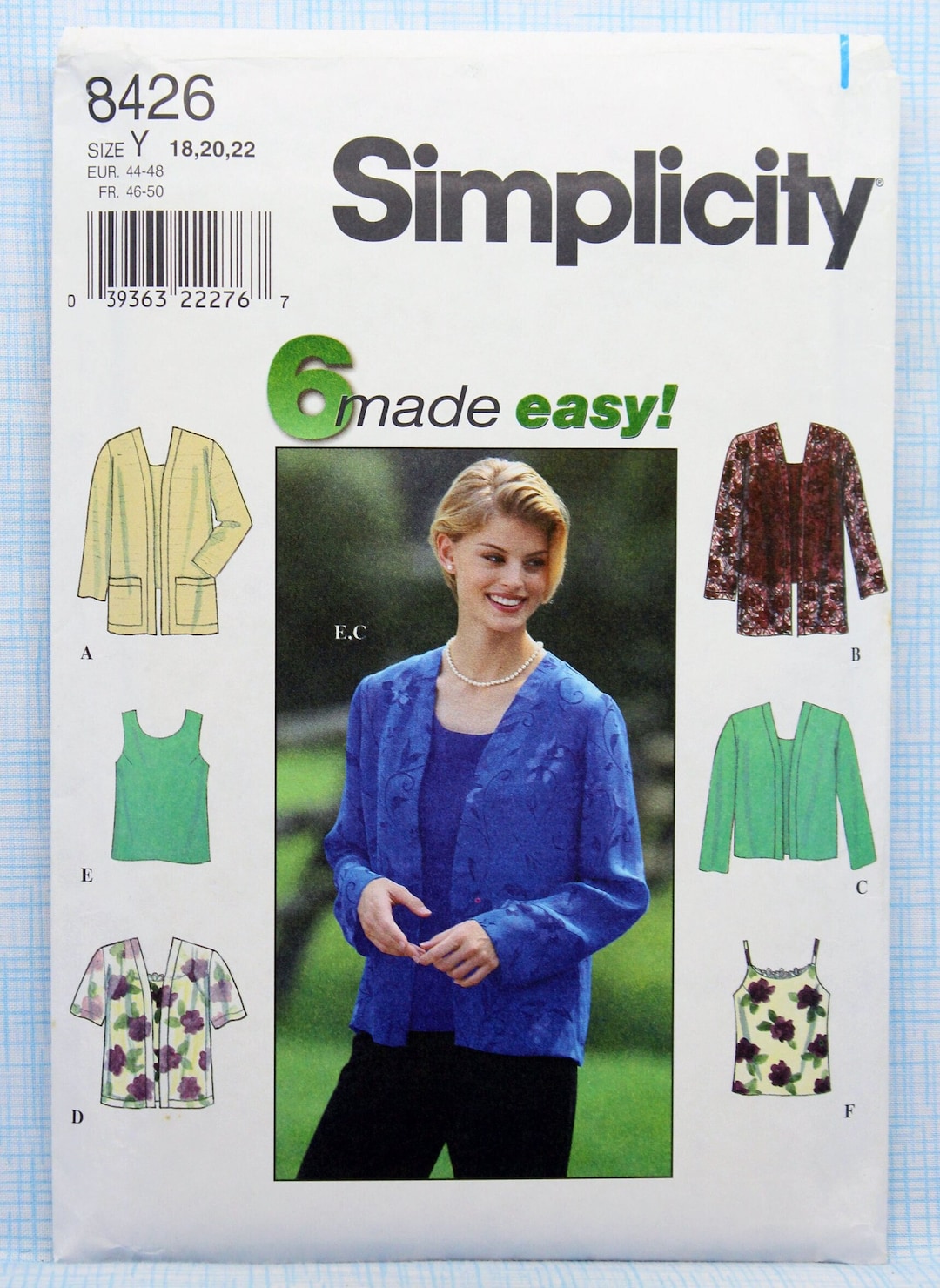 Simplicity Sewing Pattern 8426, Misses' Cardigan, Tank Top and Camisole ...