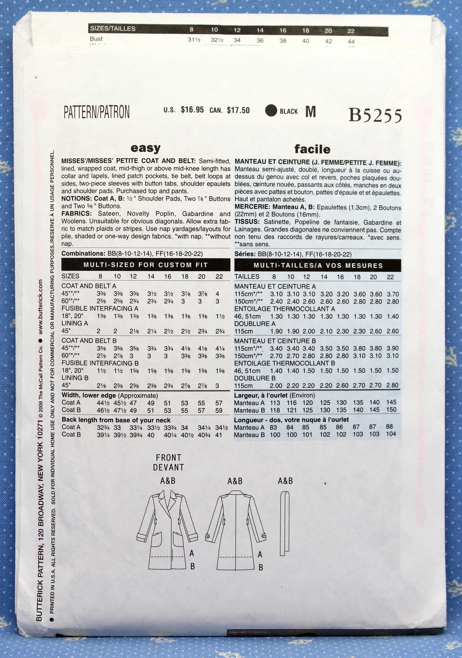 Butterick Sewing Pattern 5255 Misses' Easy Semi-fitted | Etsy