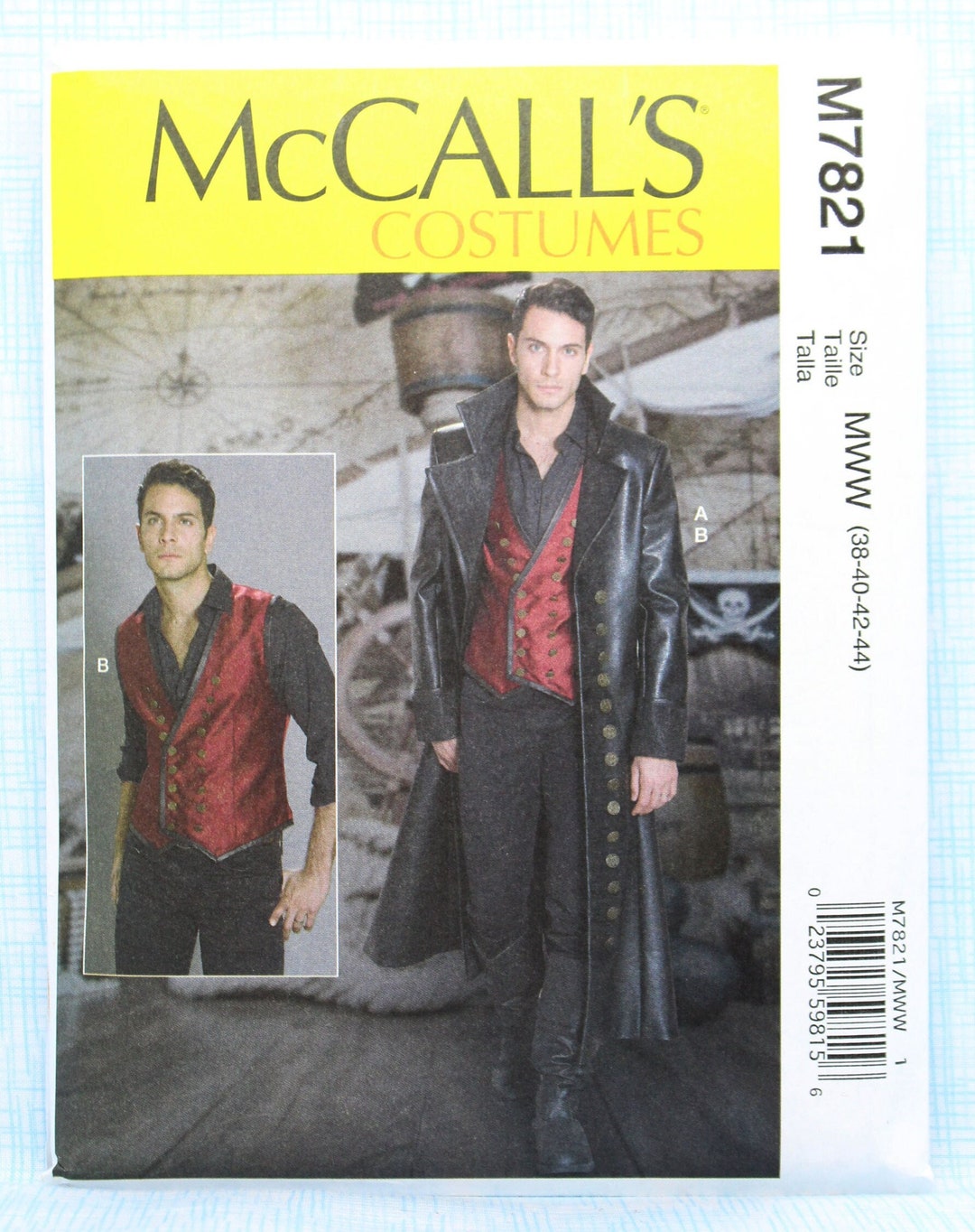 Mccall's Sewing Pattern 7821, Men's Long Lined Coat and Vest, Uncut/ff ...