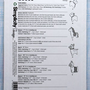 Simplicity Sewing Pattern 9666, Plush Bunny, Bear, Pony, Deer and ...