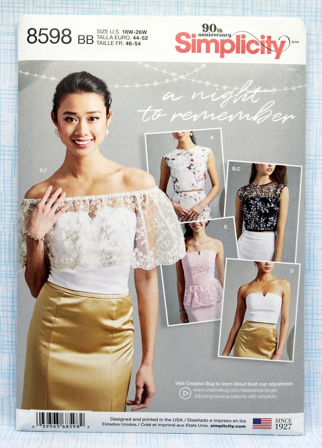 Simplicity Sewing Pattern 8598, Women's Formal Tops and Corset, Women's ...