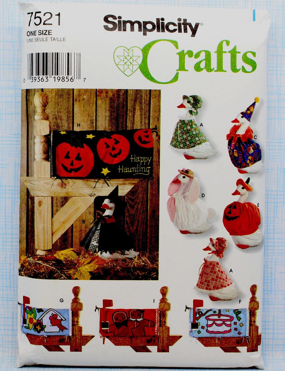 Simplicity Sewing Pattern 7521, 11 Lawn Geese Clothing and Mailbox ...