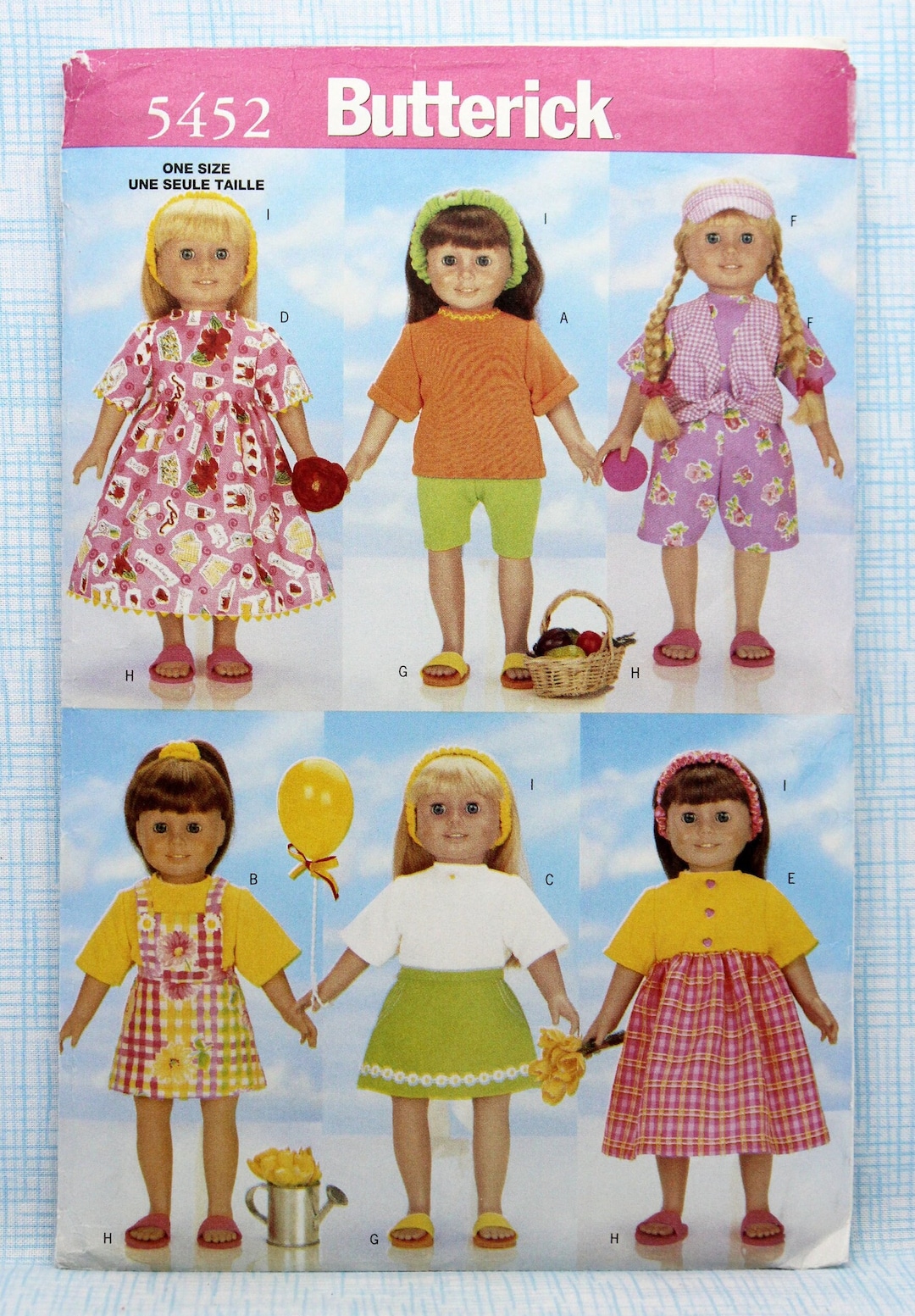 Butterick Sewing Pattern 5452, 18" Doll Wardrobe Sewing Pattern, Uncut ...