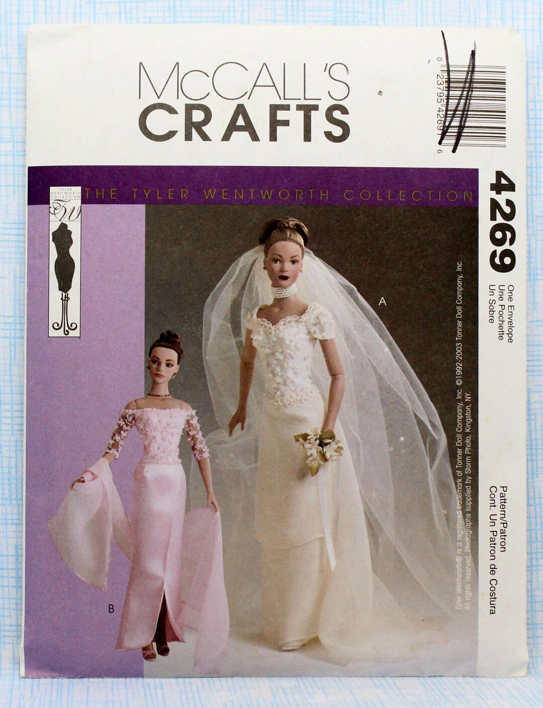 Mccall's Sewing Pattern 4269, Doll Bridal Gown and Bridesmaid Dress for ...