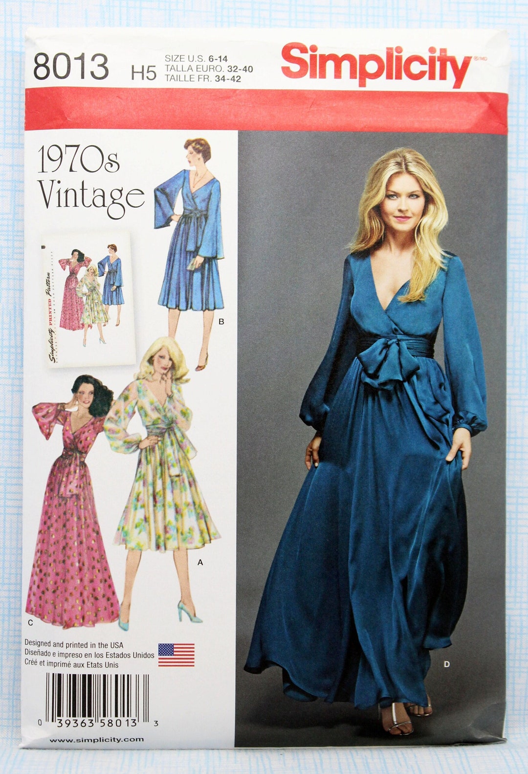 Simplicity Sewing Pattern 8013, Misses' Retro Faux Wrap Front Dress ...