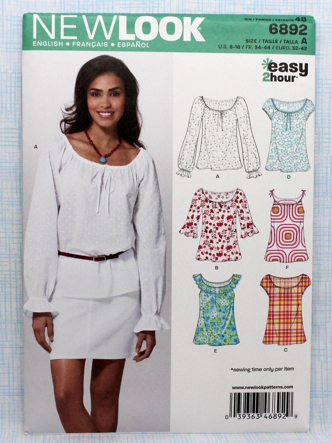 New Look Sewing Pattern 6892, Misses' Tops With Neckline and Sleeve ...