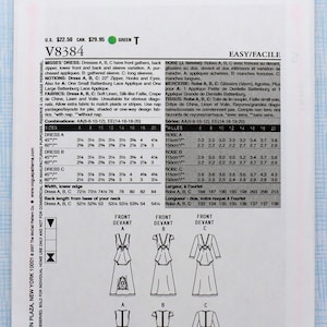 Vogue Sewing Pattern 8384, Misses' Dress With Front Gathers, Uncut/ff ...