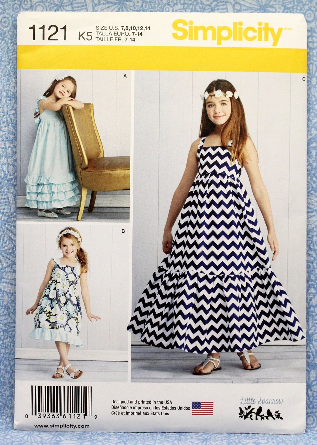 Simplicity Sewing Pattern 1121, Girls Pullover Ruffled Dresses With ...