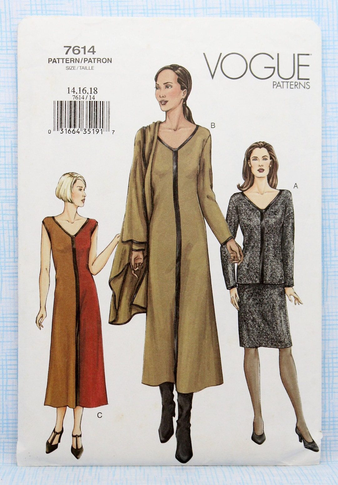 Vogue Sewing Pattern 7614, Misses' Easy Knit Dress, Top, Skirt and ...