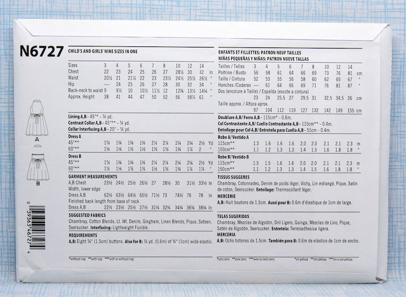New Look Sewing Pattern 6727, Child's and Girls' Front Button ...