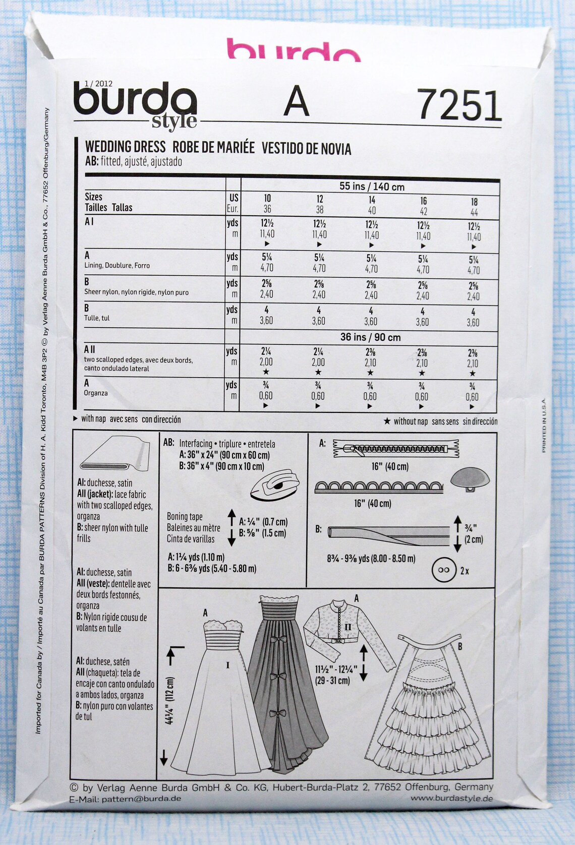 Burda Sewing Pattern 7251 Misses' Strapless Wedding - Etsy