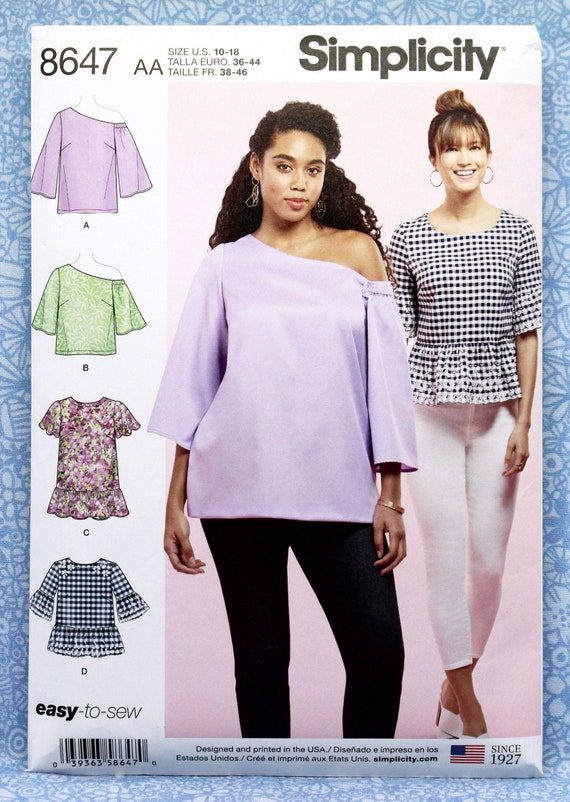 Simplicity Sewing Pattern 8647 Misses' Tops With Sleeve - Etsy