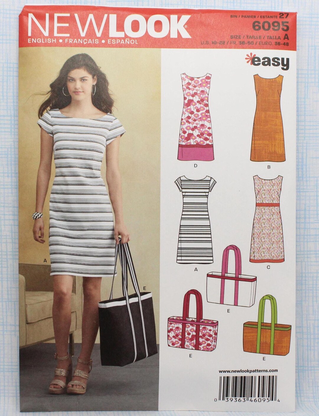 New Look Sewing Pattern 6095, Misses' Shift Dress and Tote Bag, Uncut ...
