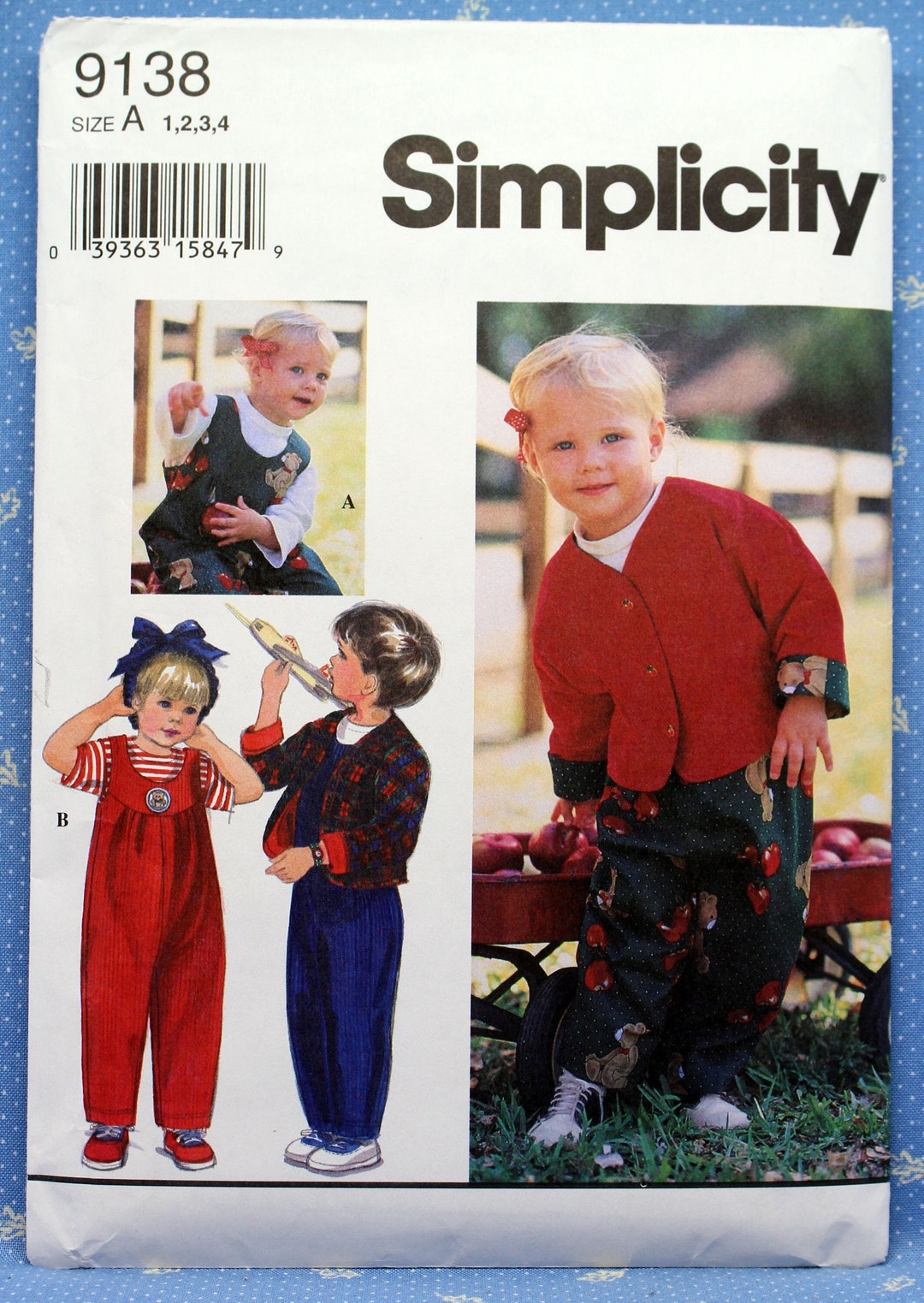 Simplicity Sewing Pattern 9138, Toddlers' Jumpsuit, Tops and Jacket ...