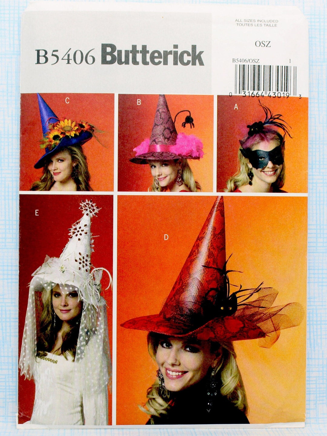 Butterick Sewing Pattern 5406, Misses' Witches or Wizards Hat Sewing ...