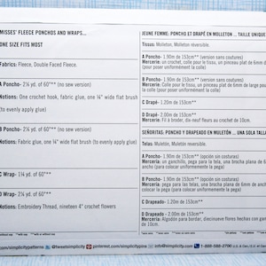 Simplicity Sewing Pattern 1098, Misses' Fleece Ponchos and Wraps, Uncut ...