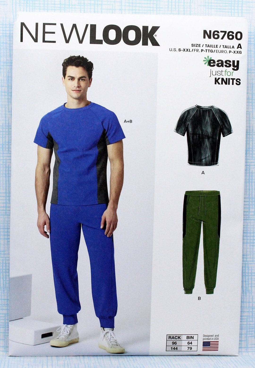 New Look Sewing Pattern 6760, Men's Stretch Knit Raglan Sleeve Top and ...