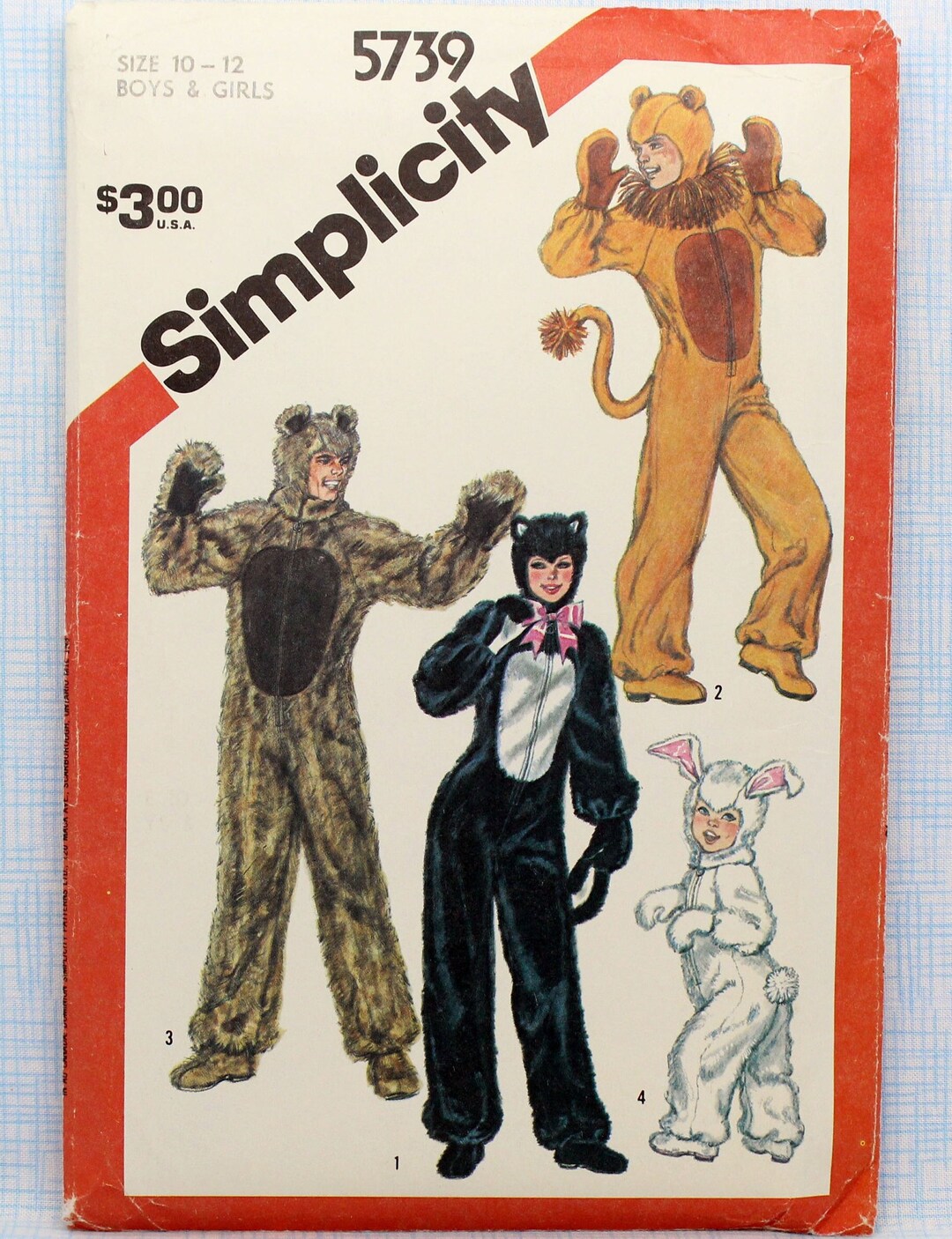 Simplicity Sewing Pattern 5739, Boys and Girls Cat Bear and Rabbit ...