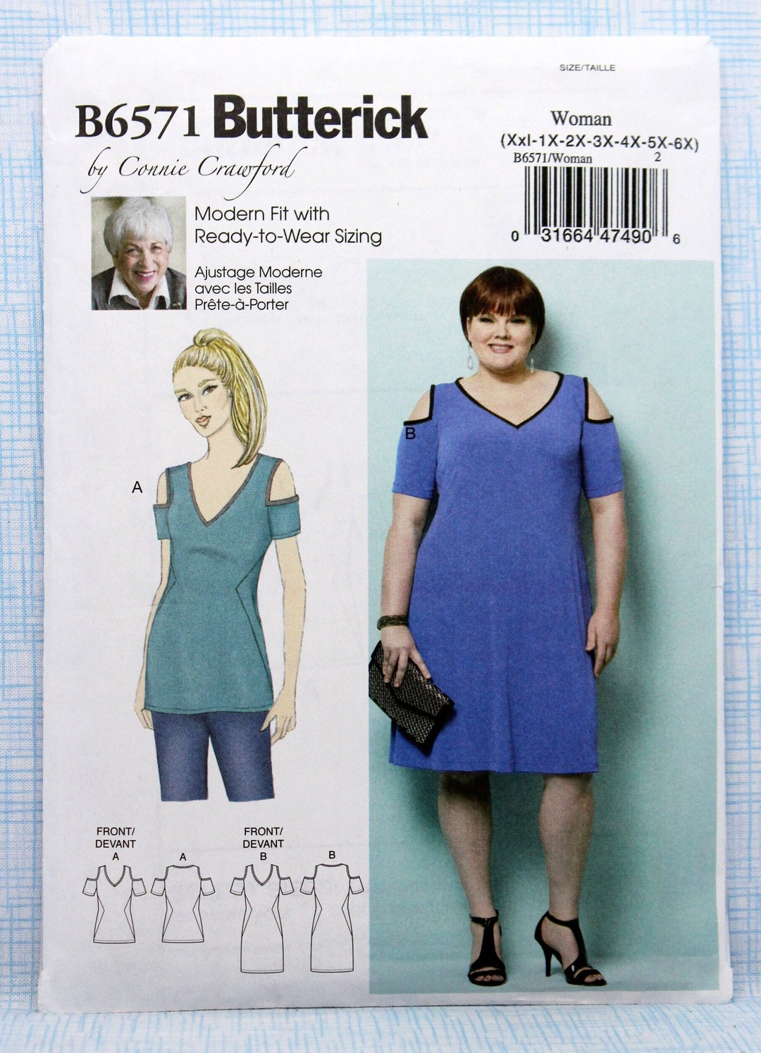 Butterick Sewing Pattern 6571, Women's Knit Top and Dress, Uncut/ff ...