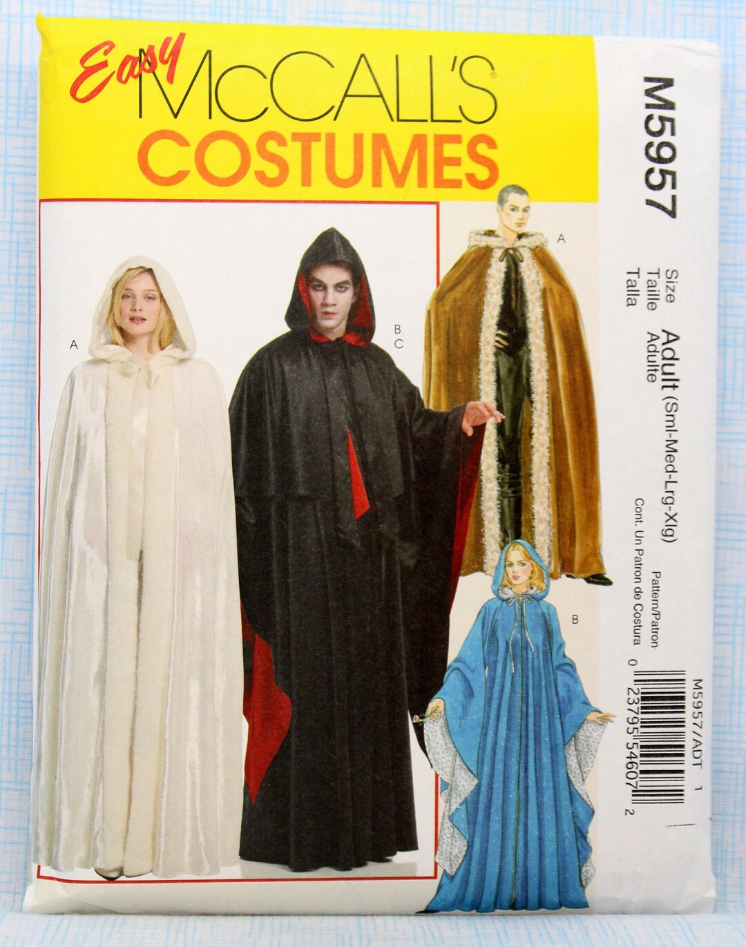 Mccall's Sewing Pattern 5957, Misses' and Men's Cape With Hood and Capelet, Uncut/ff, Adult Size ...
