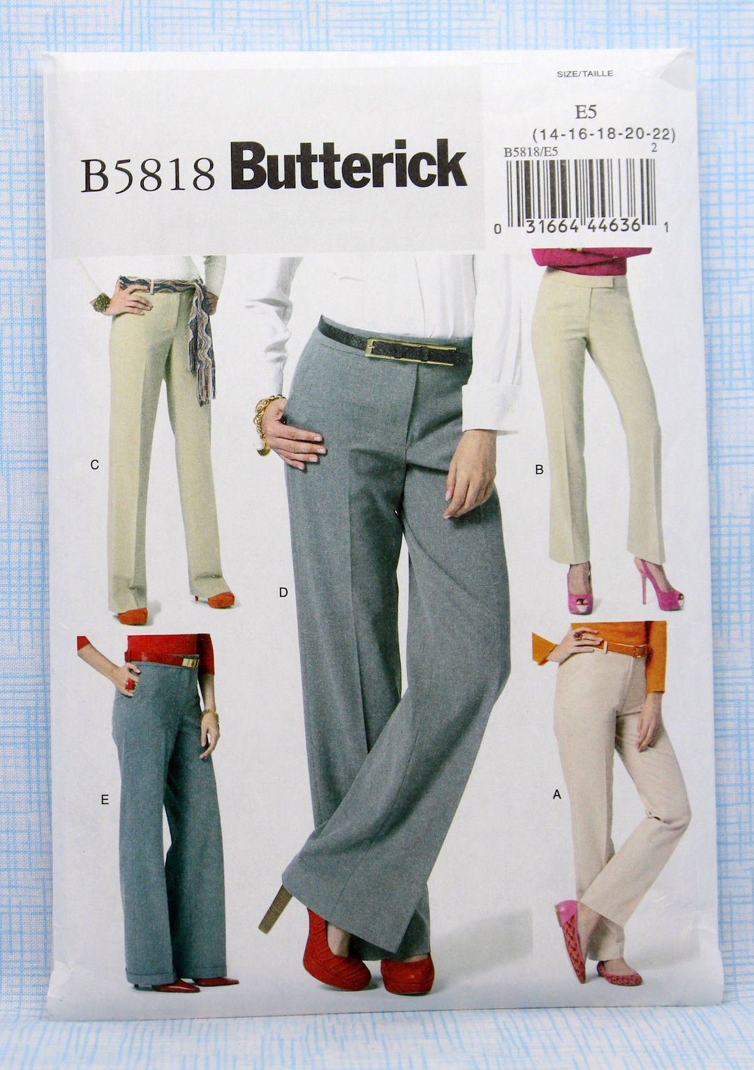 Butterick Sewing Pattern 5818, Misses' Semi-fitted, Slim, Boot-cut ...