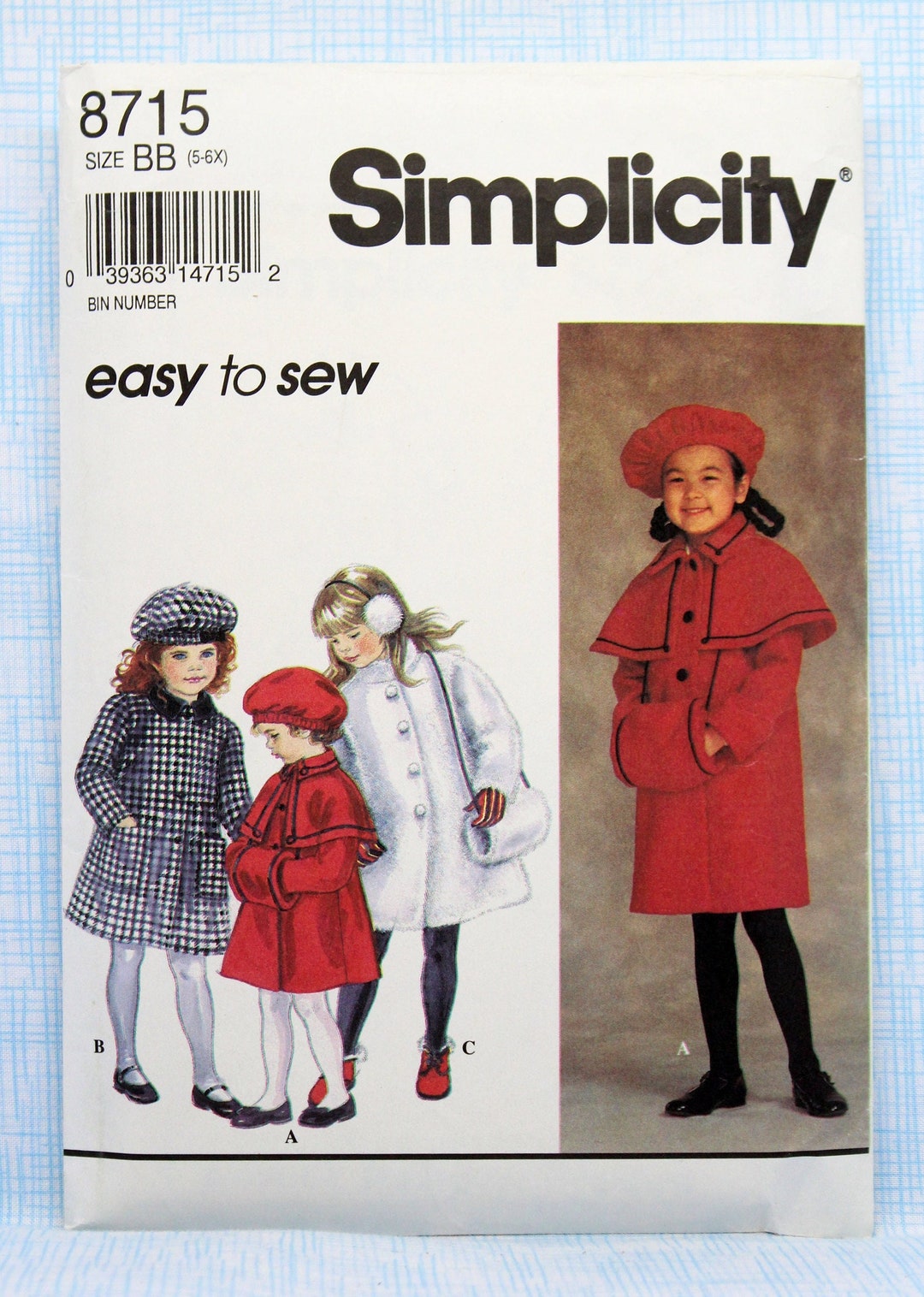 Simplicity Sewing Pattern 8715, Child's Lined Winter Coat, Muff and Hat ...
