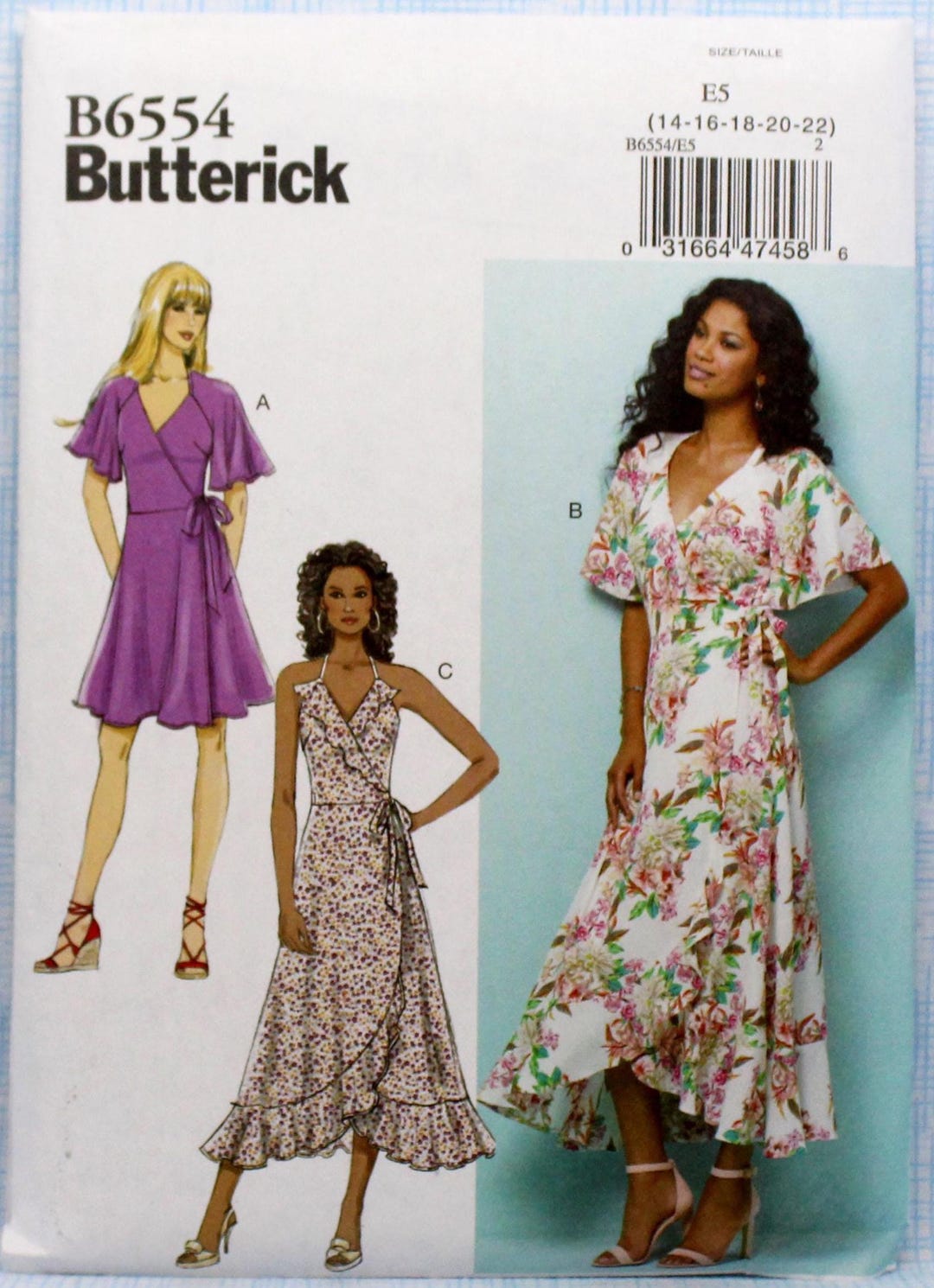 Butterick Sewing Pattern 6554, Misses' Fitted Wrap Dress, Uncut/ff ...