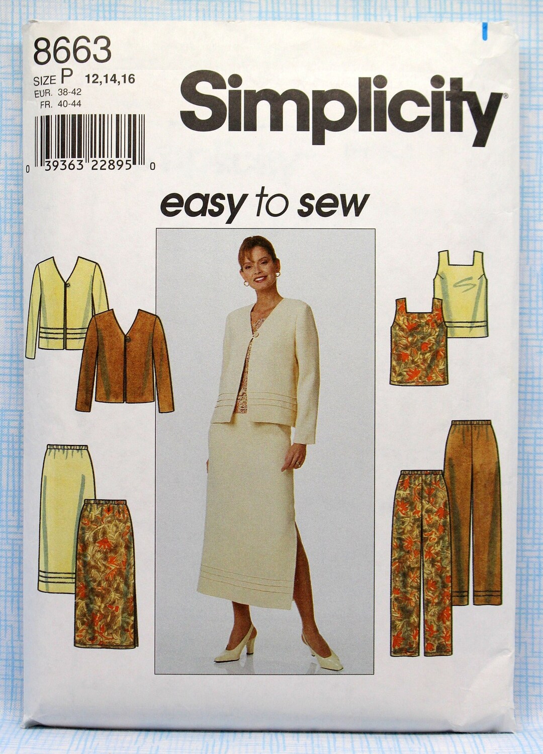 Simplicity Sewing Pattern 8663, Misses' V-neckline Jacket, Sleeveless Top, Pull on Pants and ...