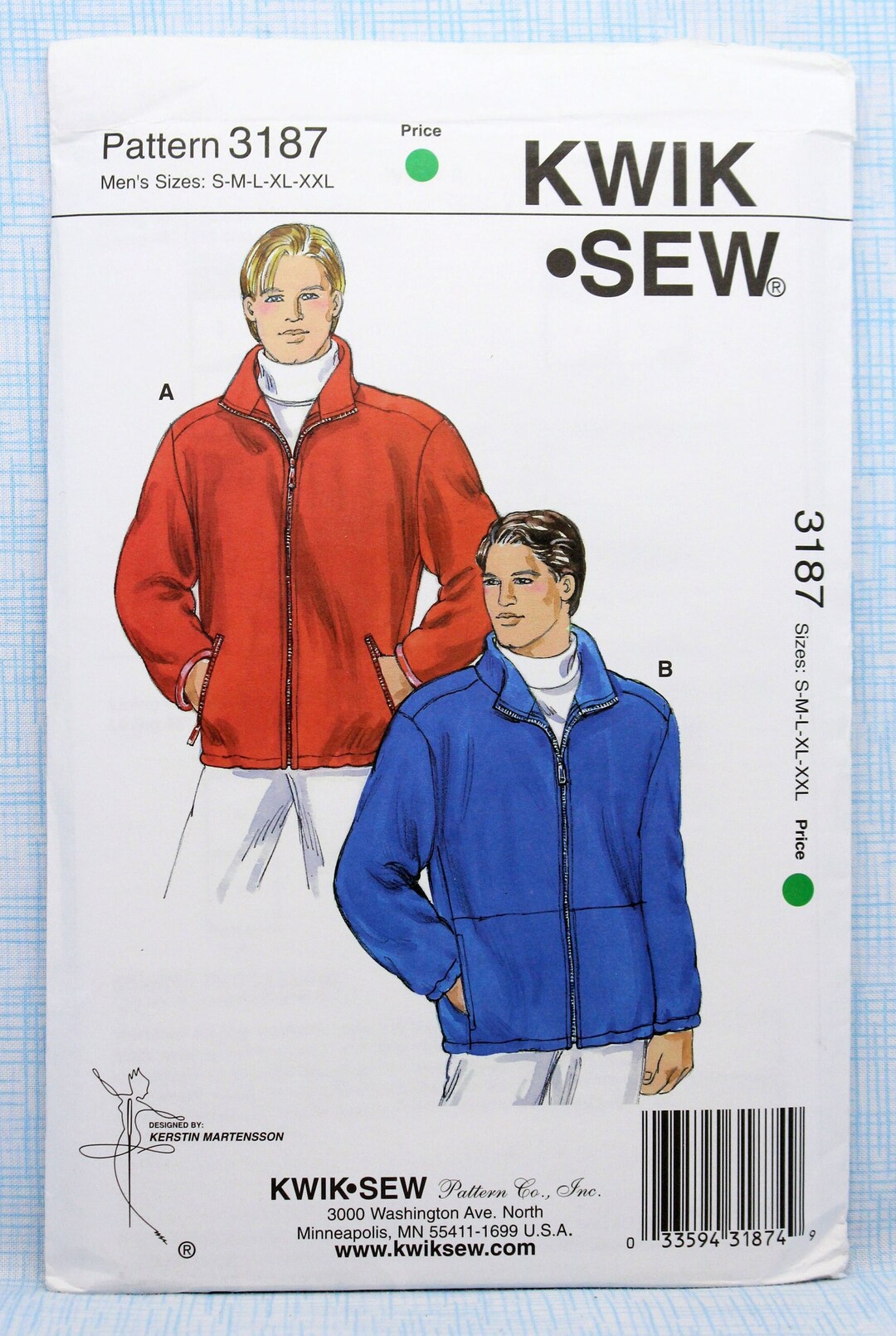 Kwik Sew 3187, Men's Fleece Jackets Sewing Pattern, Uncut/ff, Men's Size S M L XL XXL, Men's ...