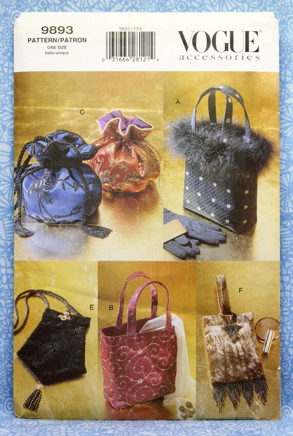 Vogue Sewing Pattern 9893 Evening Bags Sewing Pattern Six | Etsy