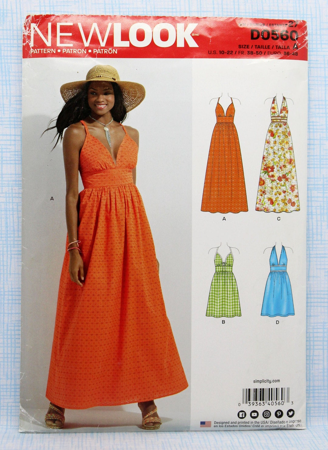 New Look Sewing Pattern D0560, Misses' Dress With Halter Top or ...