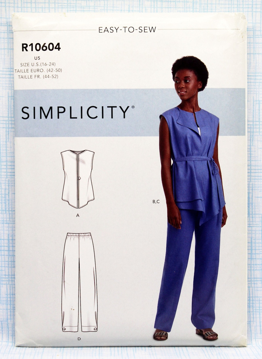 Simplicity Sewing Pattern R10604, Misses' Vests and Pull-on Pants ...