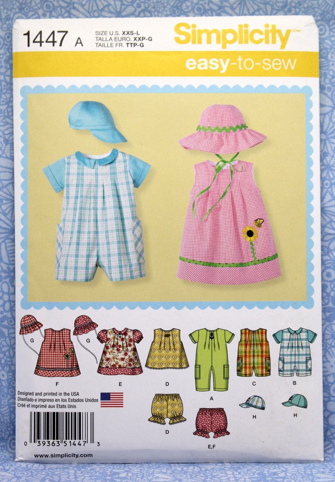 Simplicity Sewing Pattern 1447 Babies' Easy Romper - Etsy