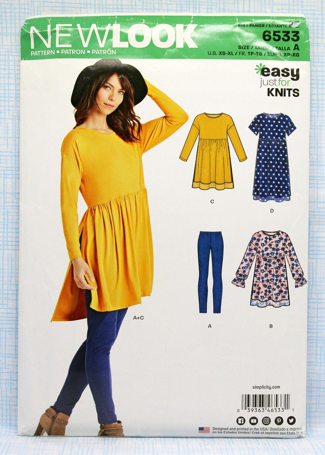 New Look Sewing Pattern 6533, Misses' Easy Knit Dress, Tunic and ...